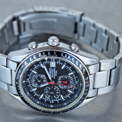 Casio Ef 503 Edifice Wr100m Analog Chronograph Mens Diver Watch As Is