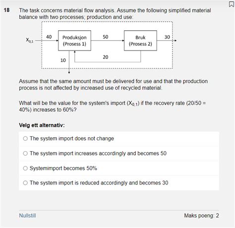 solved the task concerns material flow analysis assume the