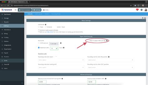 Schedule Shift And Schedule Open Shift Defaults Setup Fareclock Support