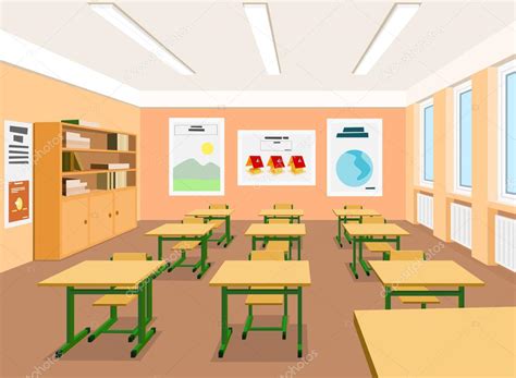 Empty School Classroom Cartoon