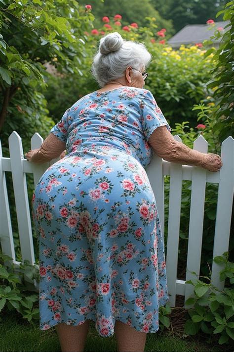 Grandma With Fat Ass Bent Over Fence In Her Garden By Gerdagopher On