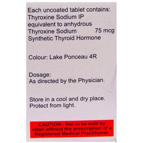 Thyrox 75 Tablet 100s Price Uses Side Effects Composition Apollo