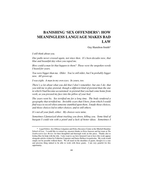 Pdf Banishing Sex Offenders How Meaningless Language Makes Bad Law
