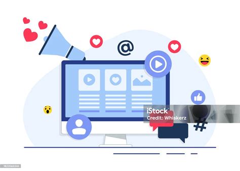 소셜 미디어 마케팅 개념 랜딩 페이지 웹 배너 모바일 애플리케이션 배너 비즈니스 콘텐츠 전략 웹 디자인 디지털 마케팅 온라인 연결 개념에 대한 평면 벡터 일러스트레이션 소셜