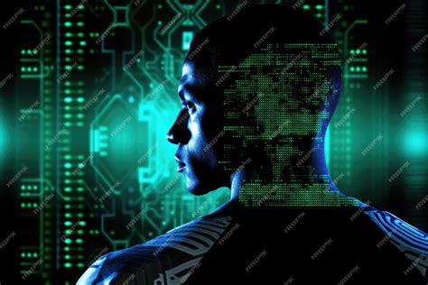 Premium Photo Futuristic Man And Binary Code Artificial Intelligence Concept Personal Data