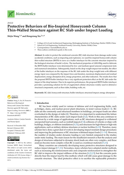 Pdf Protective Behaviors Of Bio Inspired Honeycomb Column Thin Walled