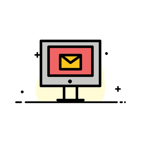 Computer Mail Chat Service Business Flat Line Filled Icon Vector Banner Template 19169645 Vector