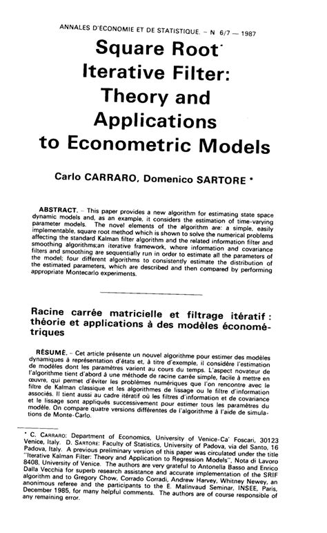Pdf Square Root Iterative Filter Theory And Applications To