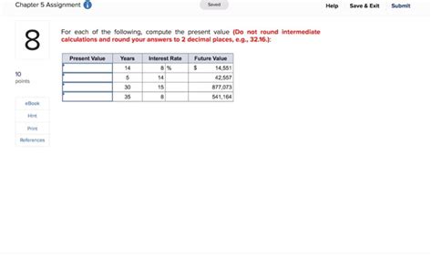 Solved Chapter 5 Assignment I Help Save And Exit Submit