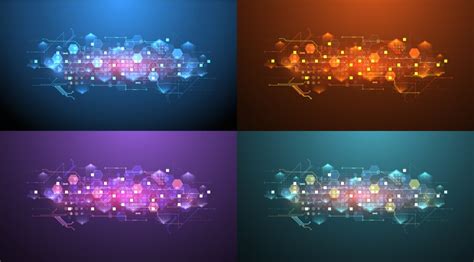 Abstract Circuit Board And Hexagons On Gradient Vector Image