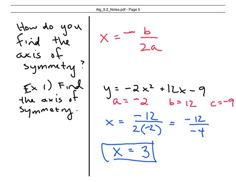 Alg 9 2 Notes Quadratic Characteristics Pdf Physics Science