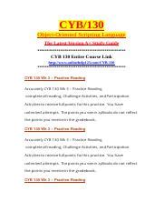 CYB 130 Wk 3 Practice Reading Doc CYB 130 Object Oriented Scripting Language The Latest