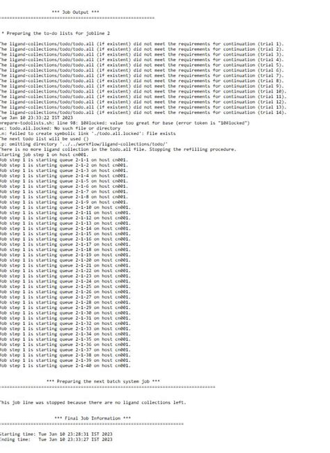 Error In Virtual Screening Run And Monitoring VFVS VirtualFlow