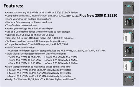 Amazon Com Multi Function Storage Adapter With Clone For M 2 NVMe SATA SSD HDD 2 5 3 5