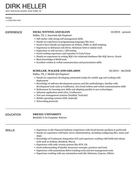 QA Engineer Resume Samples Velvet Jobs QA Engineer Resume Samples Velvet Jobs