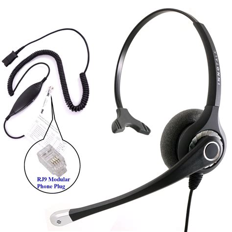 Office Phone Headset With Virtual Compatibility Rj Headset Adapter For Cisco Avaya Panasonic