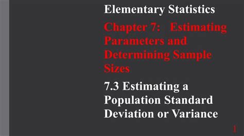 Estimating A Population Standard Deviation Or Variance Pptx Physics