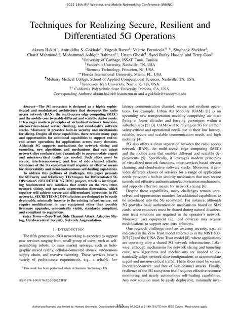 Pdf Techniques For Realizing Secure Resilient And Differentiated 5g