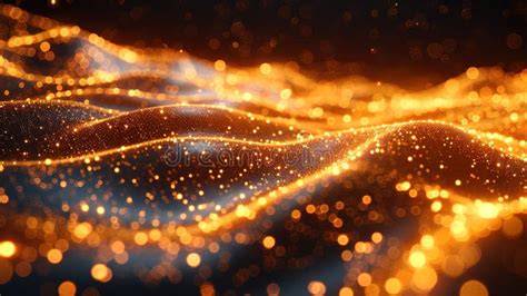 Glowing Golden Particles Swirling And Flowing In A Mesmerizing Abstract Pattern Evoking A Sens