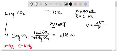 SOLVED Given G Of Carbon Dioxide Gas Calculate The Volume Of Gas At C And Atm