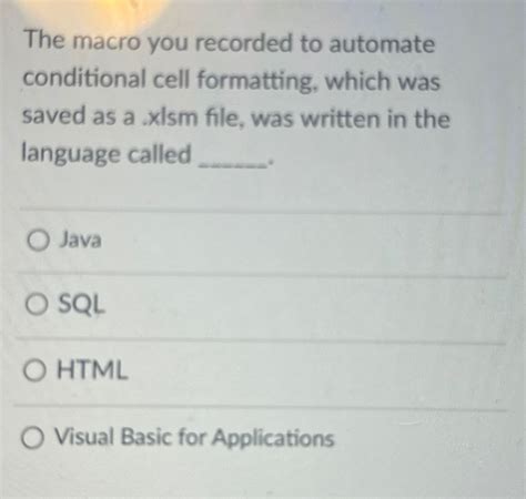 Solved The Macro You Recorded To Automate Conditional Cell
