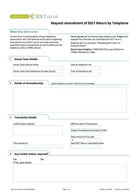 Sdlt Amendment 2 Request For Amendments To Stamp Duty Land Tax Return