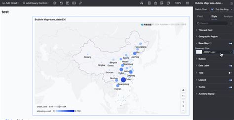 how to add data and configure styles for a bubble map dashboard