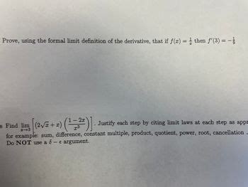 Answered Prove Using The Formal Limit Bartleby