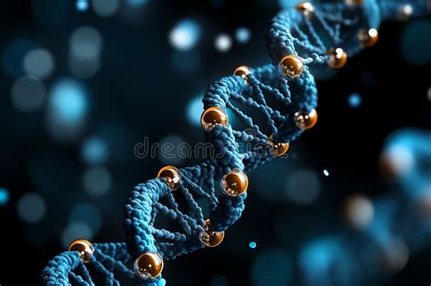 Close Up Of A Dna Double Helix With Glowing Atoms In A Dark Background Representing Genetics