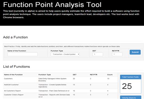 Function Point Analysis Tool With Angularjs Analytics Yogi