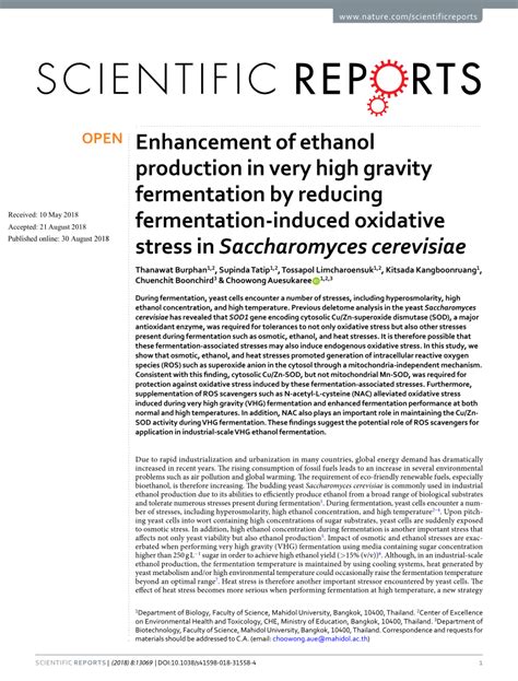 Pdf Enhancement Of Ethanol Production In Very High Gravity