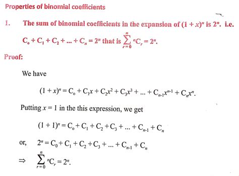 Binomial Theorem Class 12 Mathematics Complete Note Pdf Concept