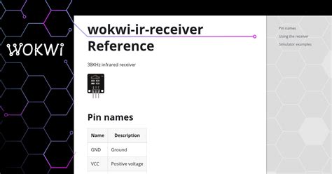Wokwi Ir Receiver Reference Wokwi Docs
