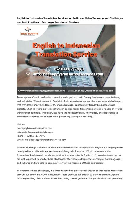 English To Indonesian Translation Services