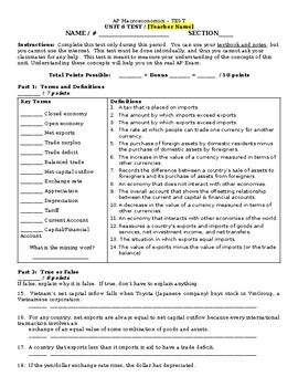 AP Macroeconomics Unit Test Customizable DOCX Pages Minutes