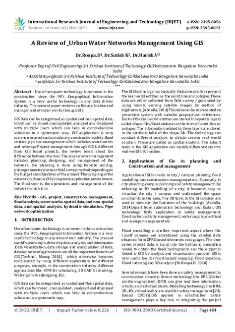 Pdf A Review Of Urban Water Networks Management Using Gis