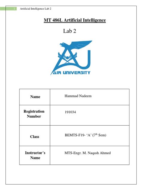 Artificial Intelligence Lab 2 Pdf