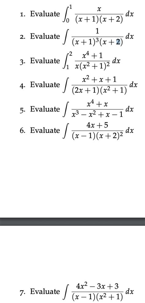 solved 1 evaluate ∫01 x 1 x 2 xdx 2 evaluate