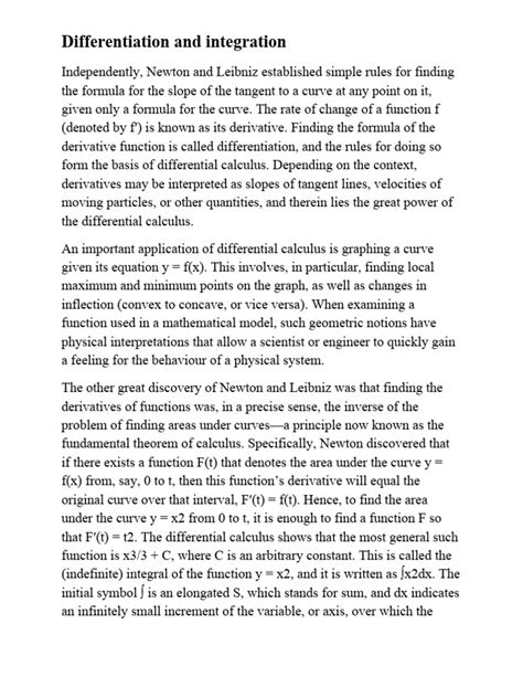 Differentiation And Integration Pdf Calculus Differential Calculus