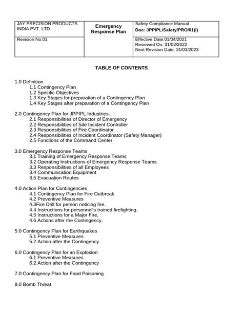 B233 B332 Emergency Response Plan Pdf Emergency