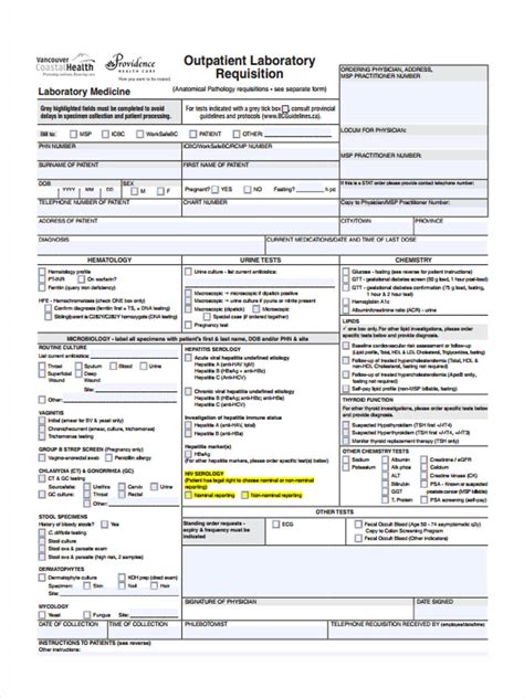 FREE 5 Sample Lab Requisition Forms In PDF