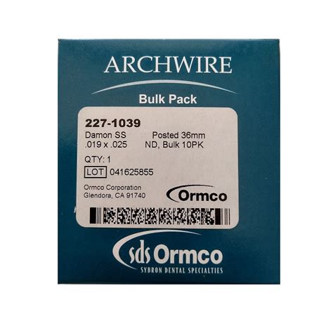 Ormco Damon Stainless Steel Archwire Posted Ahp Dental And Medical