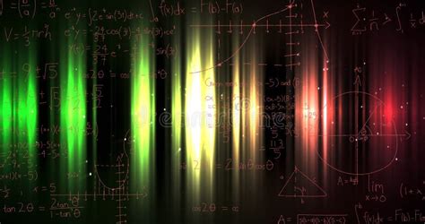 Mathematical Equations And Diagrams Against Colorful Light Trails On