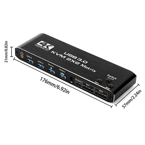 New Upgrade4K 60Hz Dual Monitor HDMI KVM Switch 2 In 2 Out HDMI KVM Matrix Switcher 2x2 Mixed