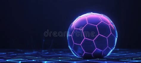 Futuristic Technological Sphere Structure Featuring Glowing Hexagonal Patterns On A Blue