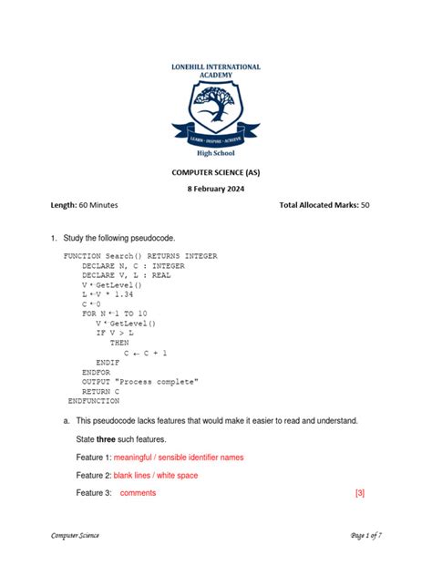 Cs Test 1 Memo Problem Solving And Design Pdf Control Flow Programming