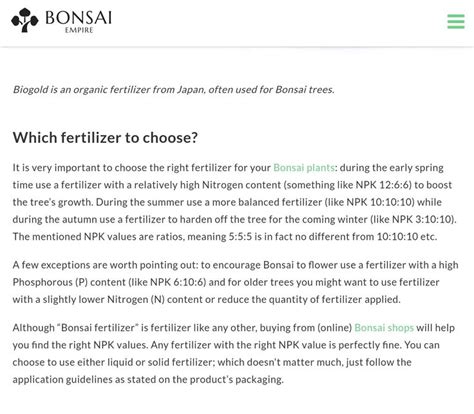 Bonsai Fertilizing Info