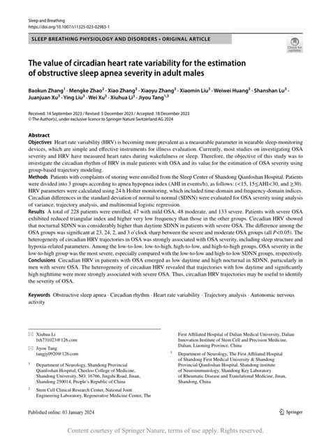 The Value Of Circadian Heart Rate Variability For The Estimation Of
