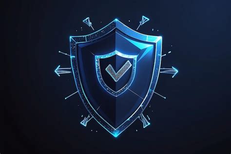 Secure Technology Polygonal Wireframe Shield With Check Mark Sign On
