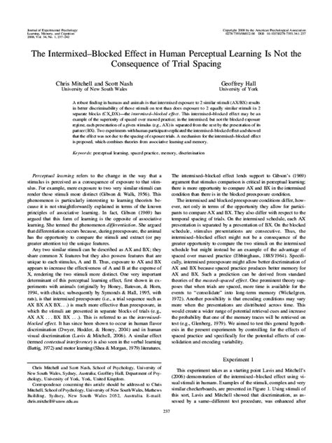 Pdf The Intermixed Blocked Effect In Human Perceptual Learning Is Not